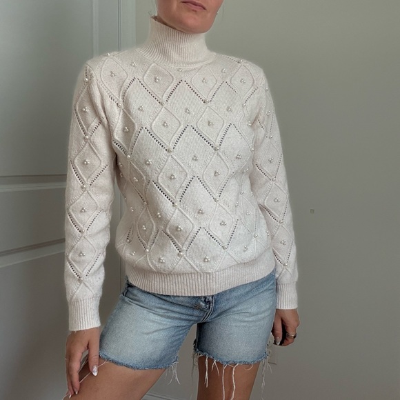 Primark | Sweaters | Primark Offwhite Diamond Knit Turtleneck Sweater ...